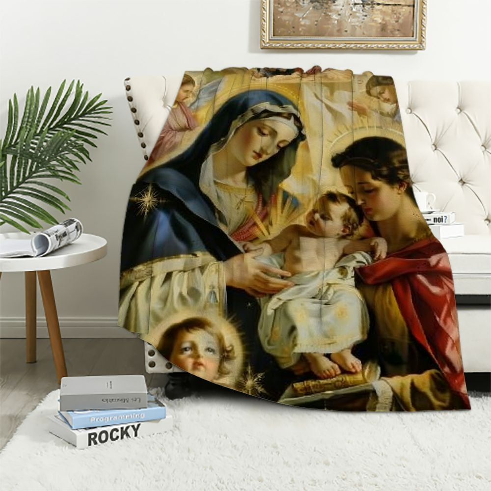Patifu Virgin Mary Throw Blanket Mother of God Blanket Religious Gifts ...