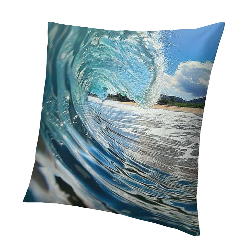 Patifu Waves Throw Pillow Covers Sea Water Printed Soft Pillow Covers ...