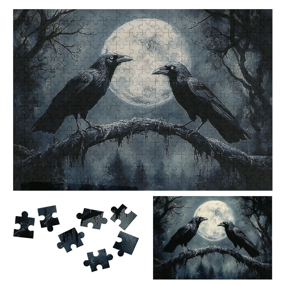 Patifu Wooden Jigsaw Puzzle Crows Full Moon Forest Style Gift for ...