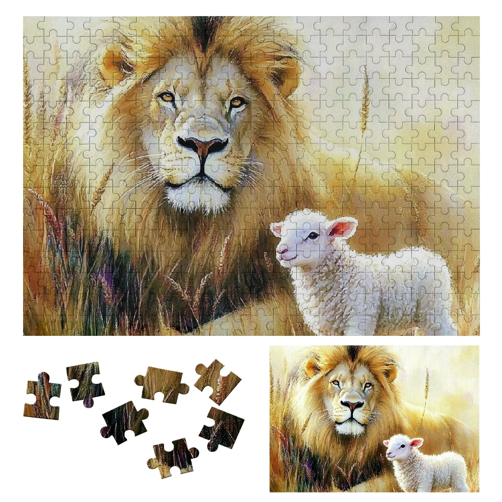 Patifu Wooden Jigsaw Puzzle Lion Lamb Field Relaxation and Intellectual ...
