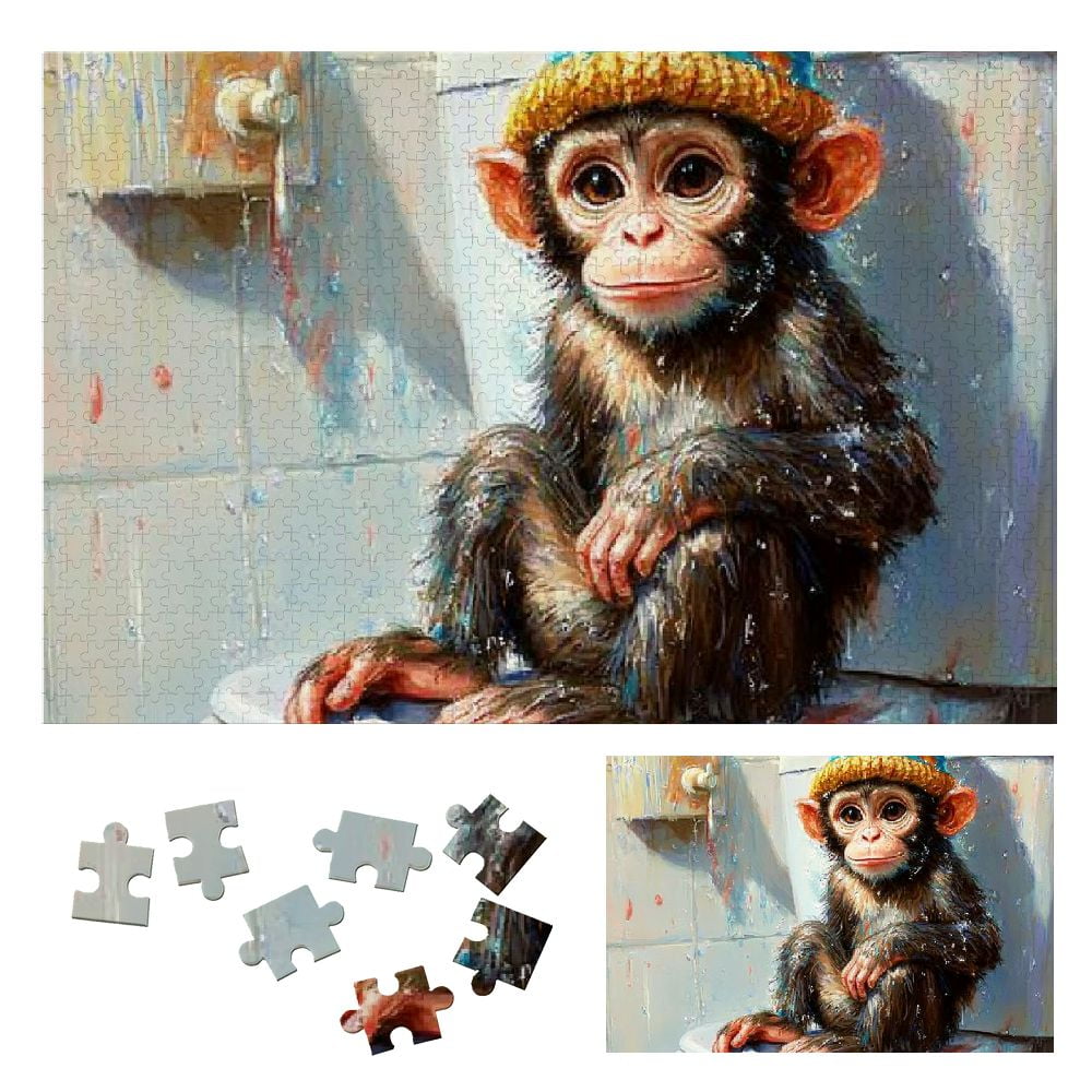 Patifu Wooden Jigsaw Puzzle Monkey in Hat Premium Eco-Friendly Wood ...