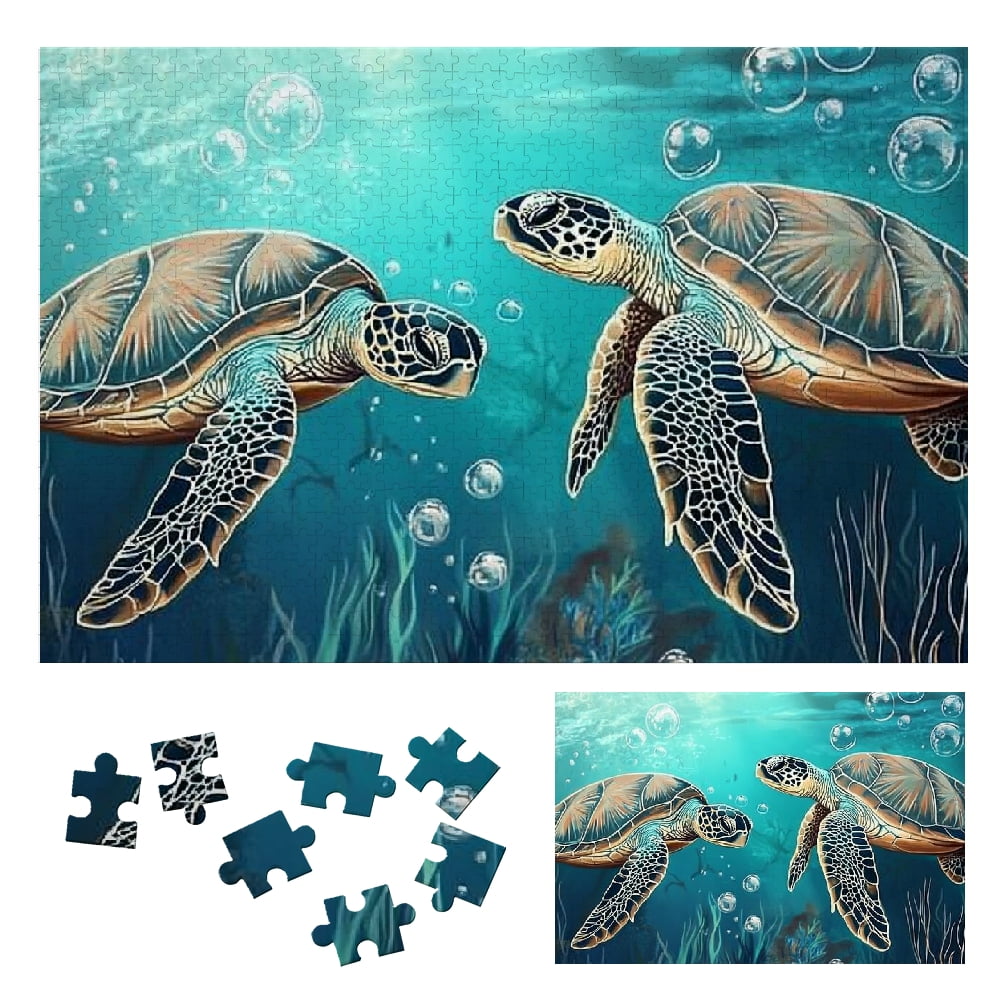 Patifu Wooden Jigsaw Puzzle Sea Turtles Ocean Bubbles Theme Relaxing ...