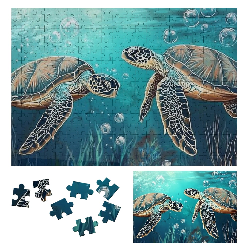 Patifu Wooden Jigsaw Puzzle Sea Turtles Ocean Bubbles Theme Relaxing ...