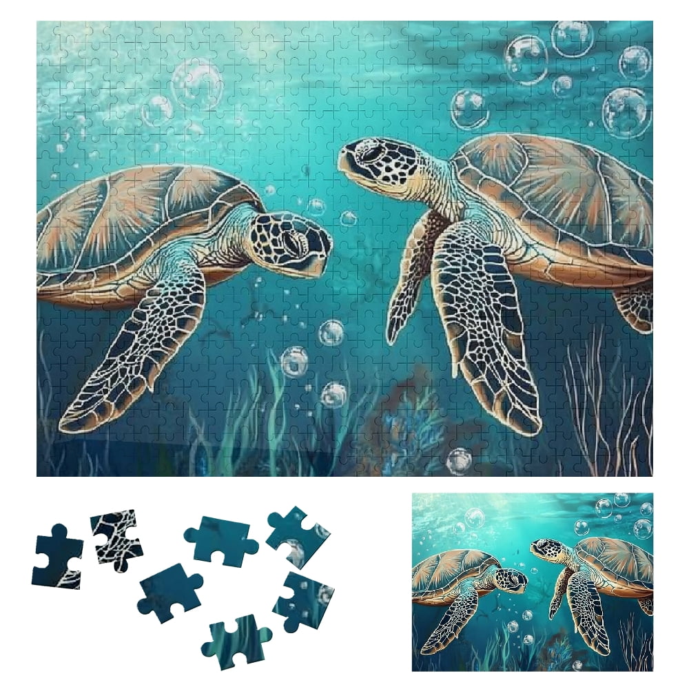 Patifu Wooden Jigsaw Puzzle Sea Turtles Ocean Bubbles Theme Relaxing ...