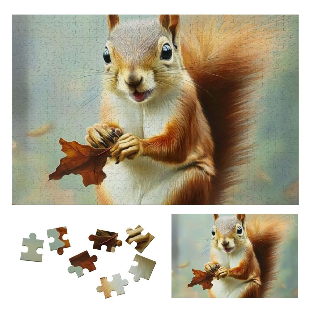 Patifu Wooden Jigsaw Puzzle Squirrel Leaf Theme Relaxing Gift for ...