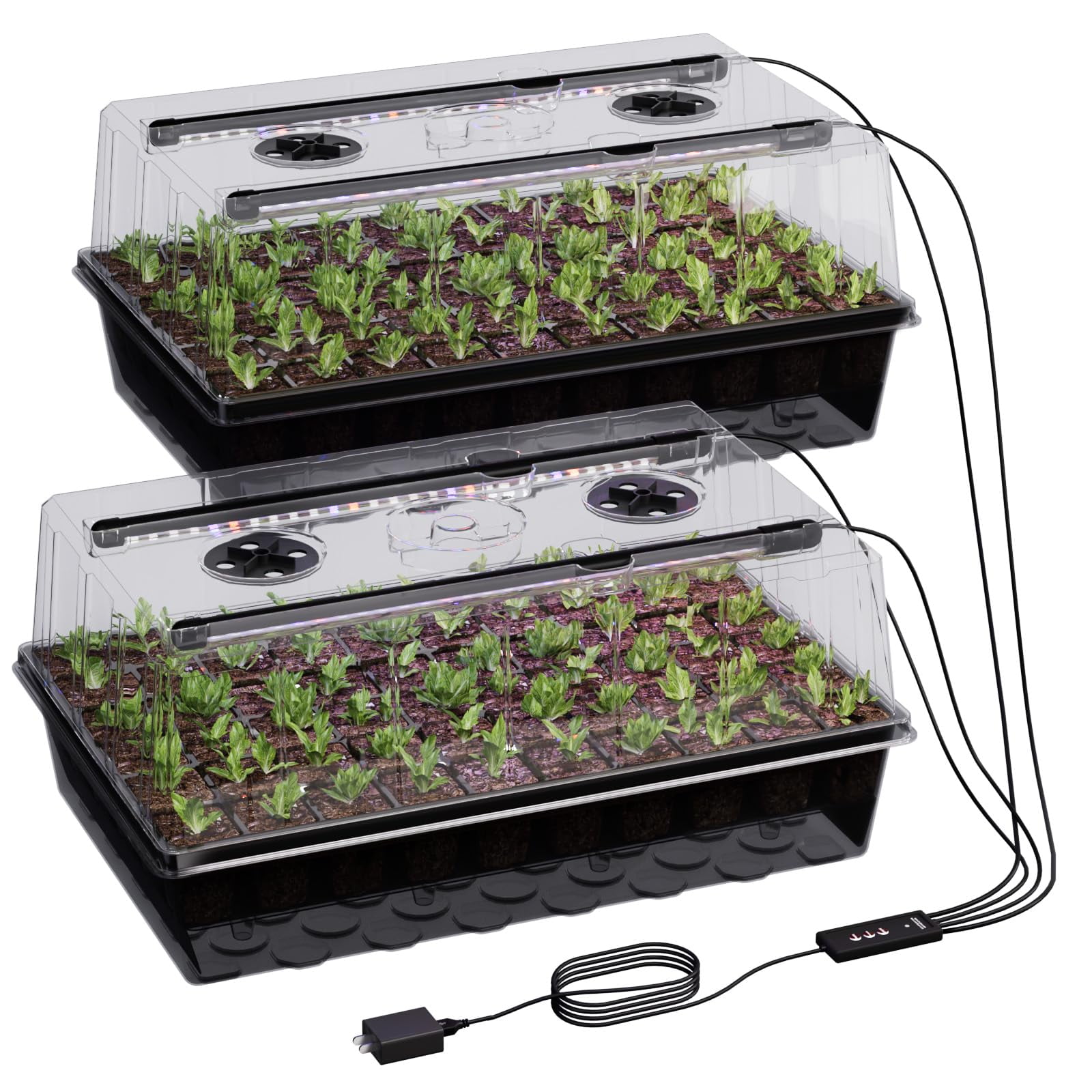 Patigrow 120-Cell Self-Watering Seed Starter Tray with Grow Seed Starter Kit with 4.07” Humidity ...
