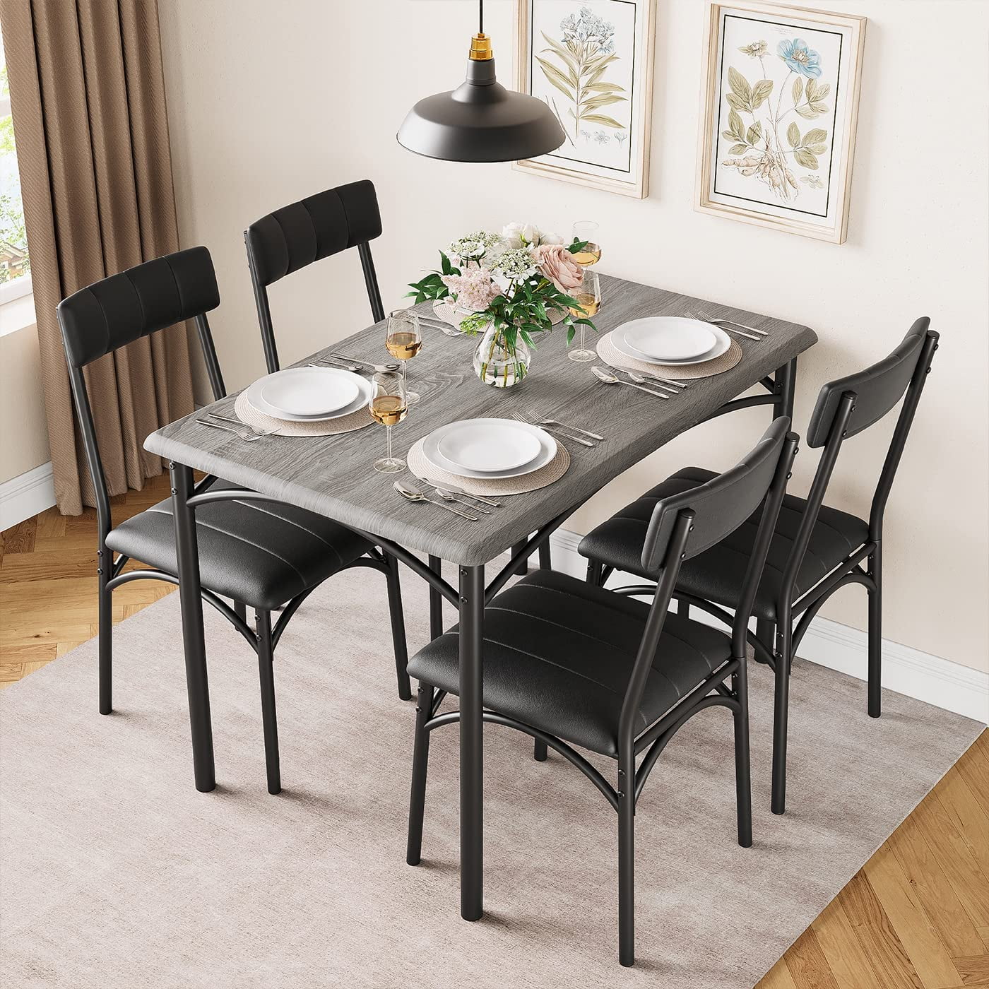 Patikuin Dining Table Set for 4, Kitchen Table and Chairs for 4 ...