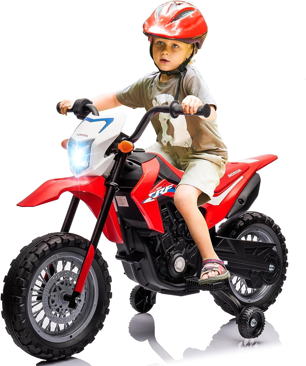 Patikuin Licensed Honda 6V Kids Electric Motorcycle, Battery-Powered Ride-On with Detachable ...