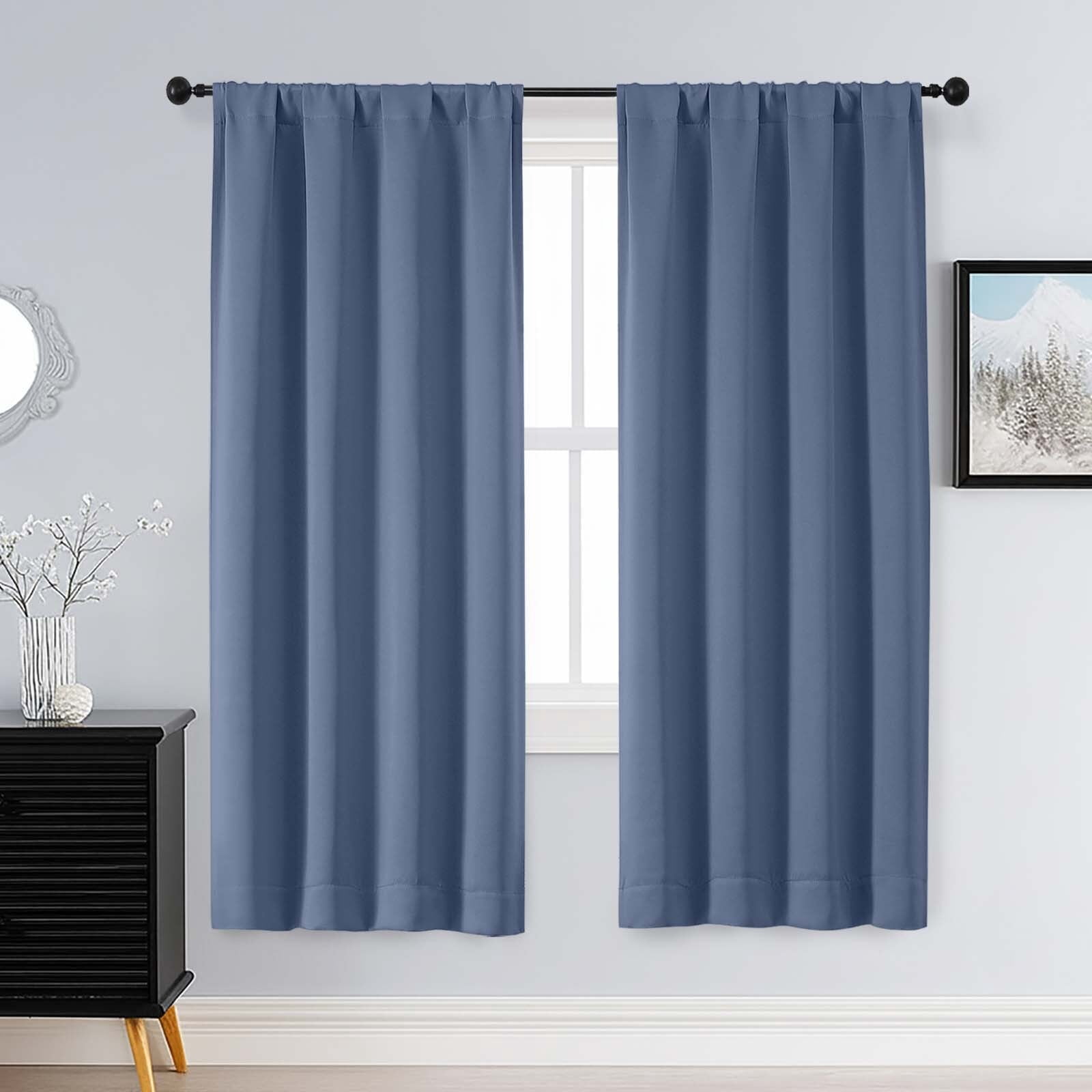Patin Denim Blue Blackout Curtains for Bedroom 63 Inch Length 2 Panels ...