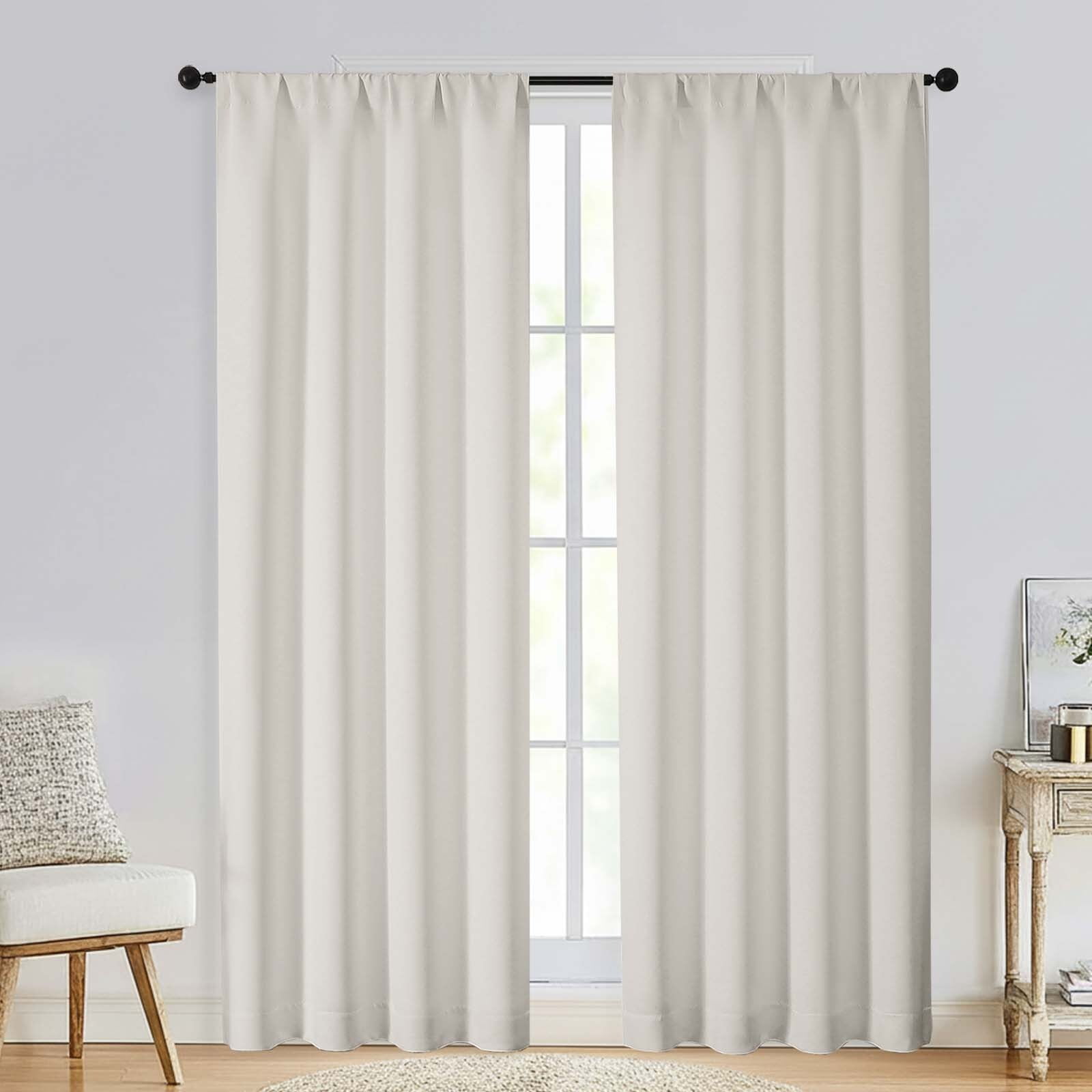 Patin Natural Curtains 72 Inches Long 2 Panels, Rod Pocket Room ...