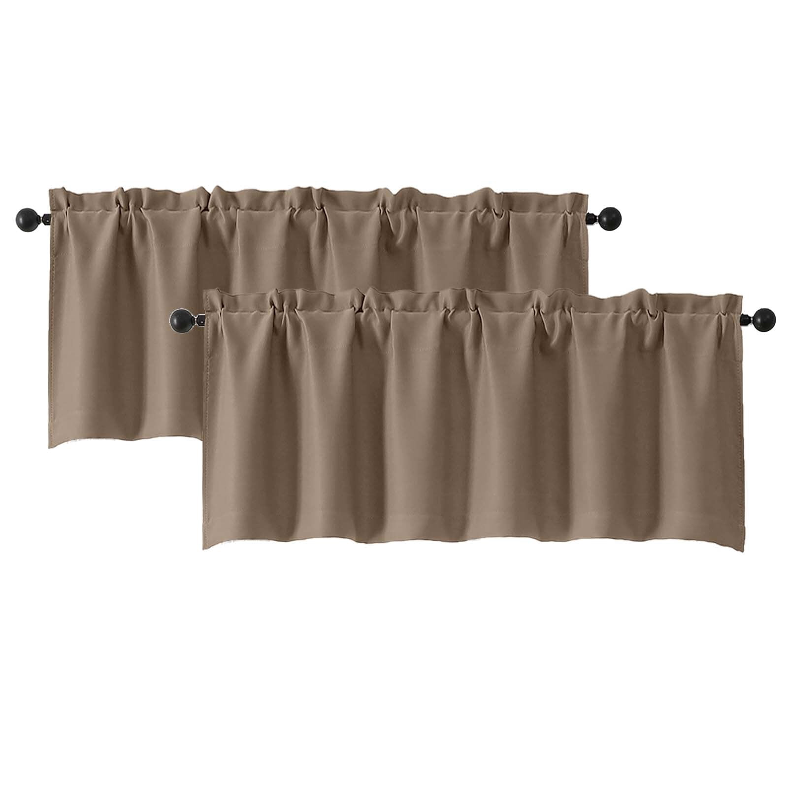 Patin Brown Valances for Windows 18 Inch Length 2 Pcs, Room Darkening ...