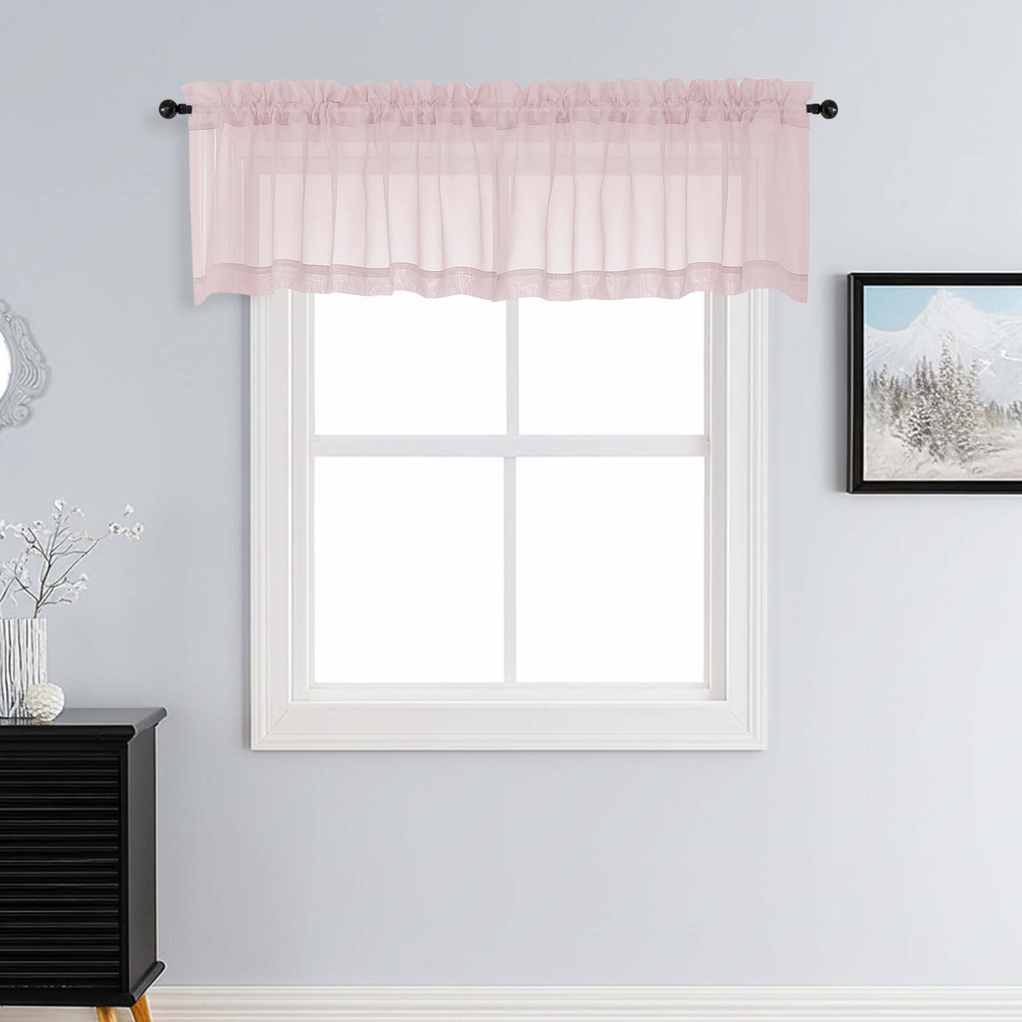 Patin Blush Pink Sheer Curtains Valances for Windows 14 Inch Length 2 ...