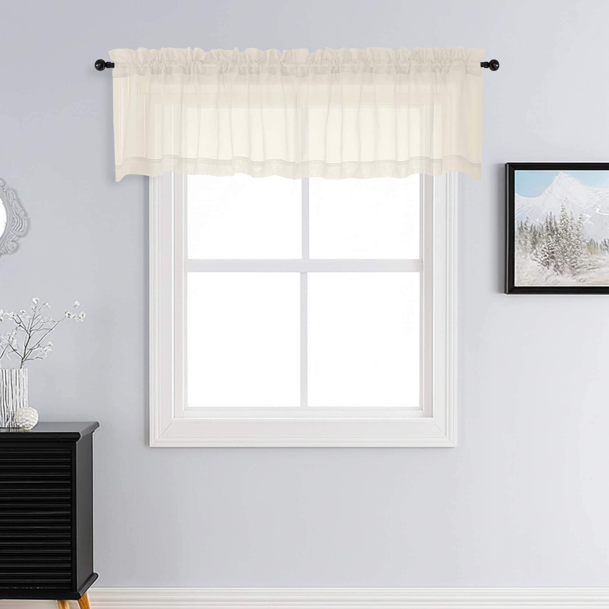 Patin Cream Sheer Curtains Valances for Windows 14 Inch Length 2 Pcs ...