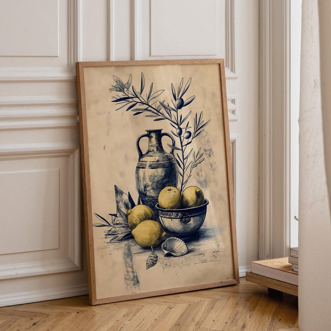Patina Blue Mediterranean Vintage Still Life Blue and White Ceramic ...