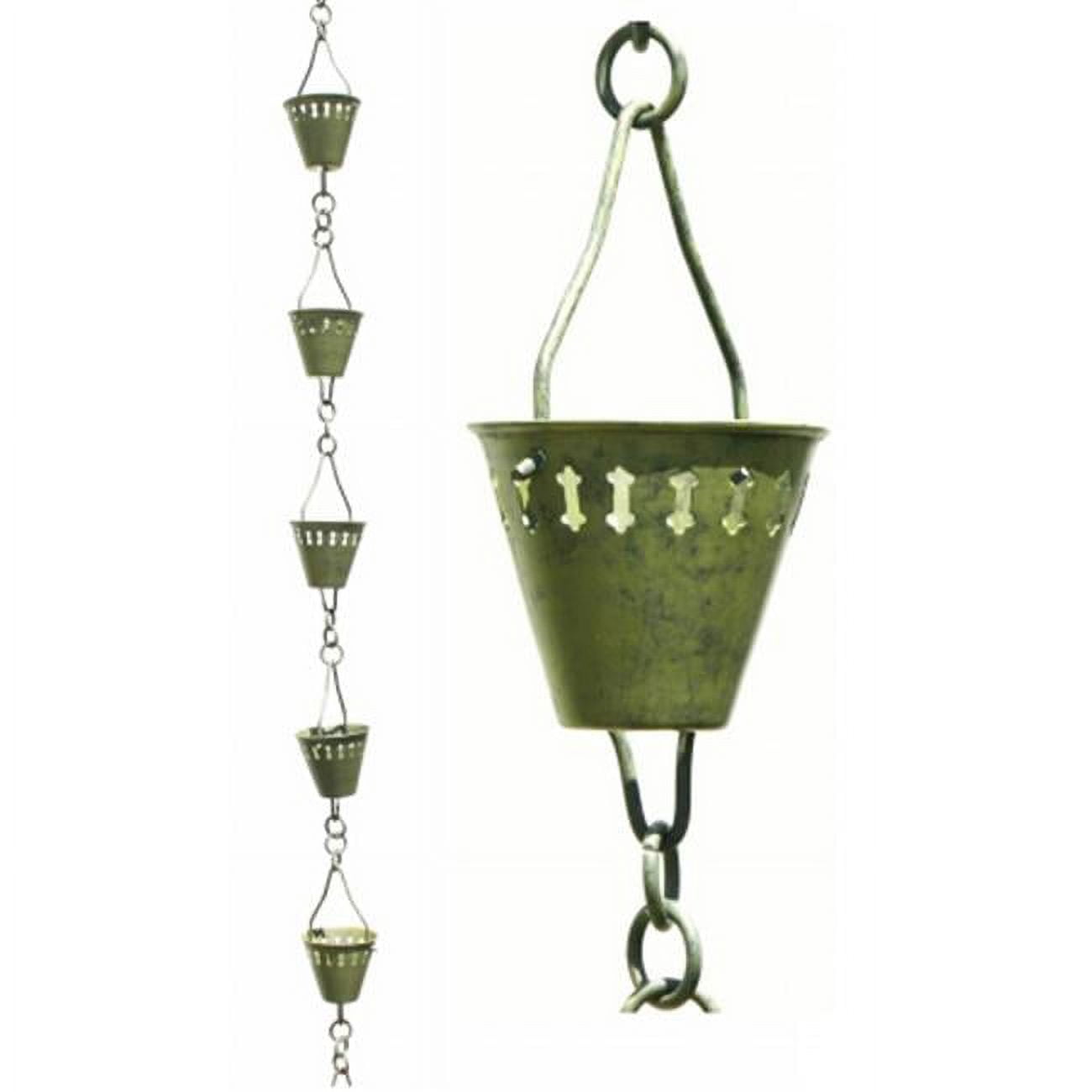 Patina Products 8.5ft. Stainless Steel Verdigris Shape Cup Rain Chain ...