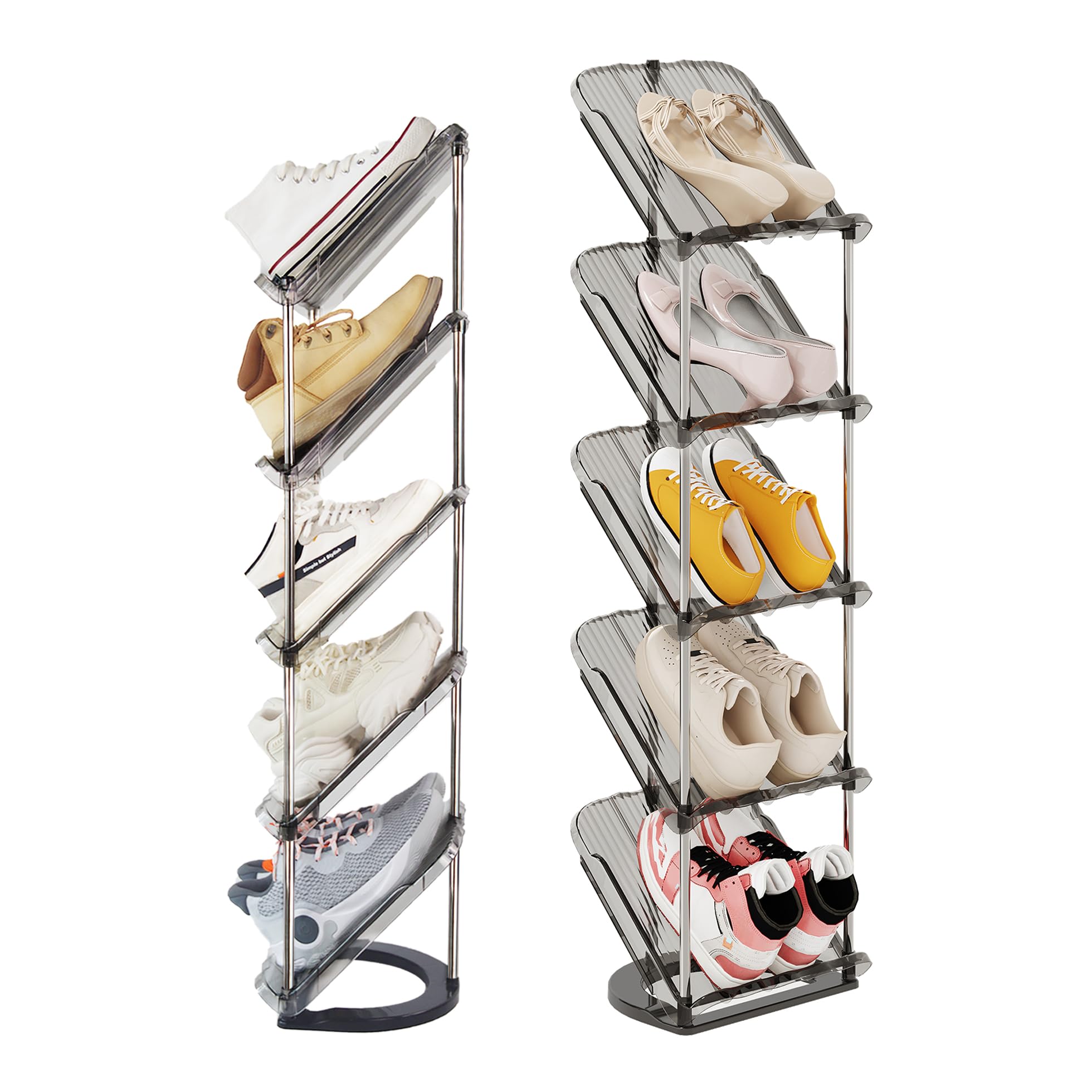 Patinao Sloping Narrow Shoe Rack 5 Tiers - Free Standing Vertical Shoes ...