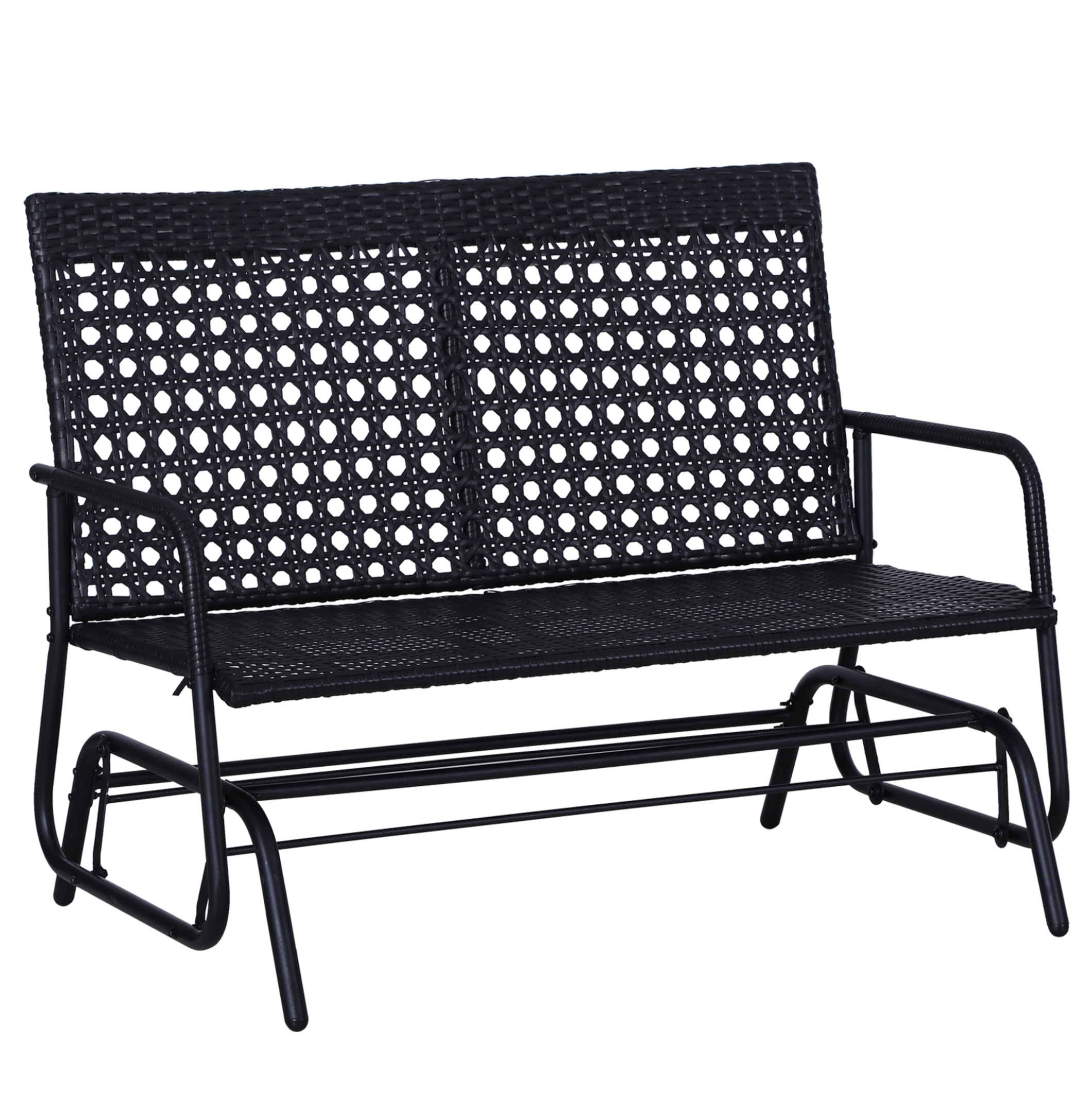 Patio 2-Person Wicker Glider Rocking Chair, Outdoor All-Hand Woven PE ...