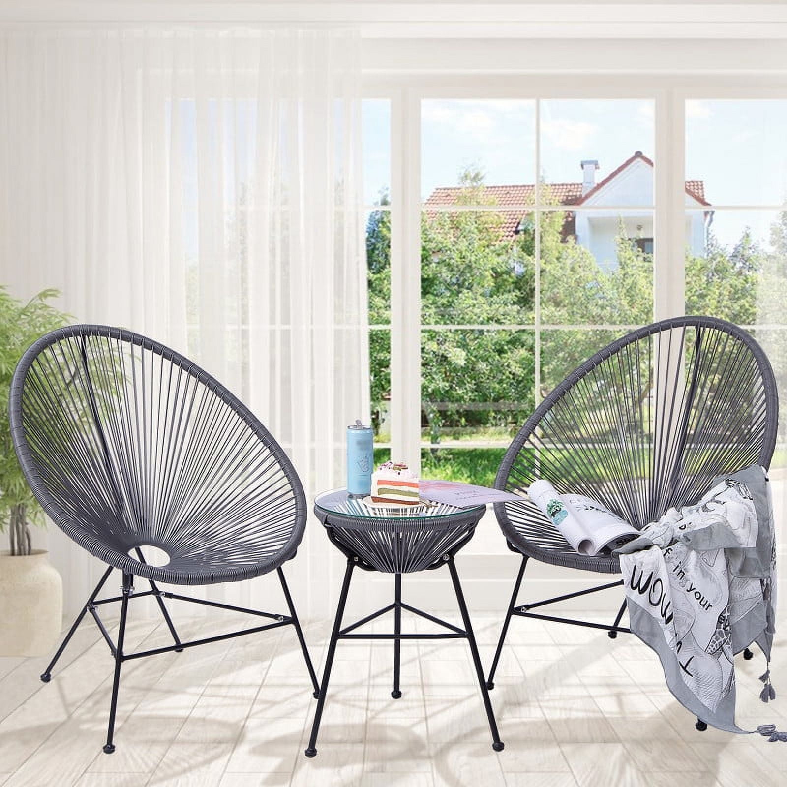 Patio 3 Piece Outdoor Acapulco Conversation Bistro Chair Set for Patio ...