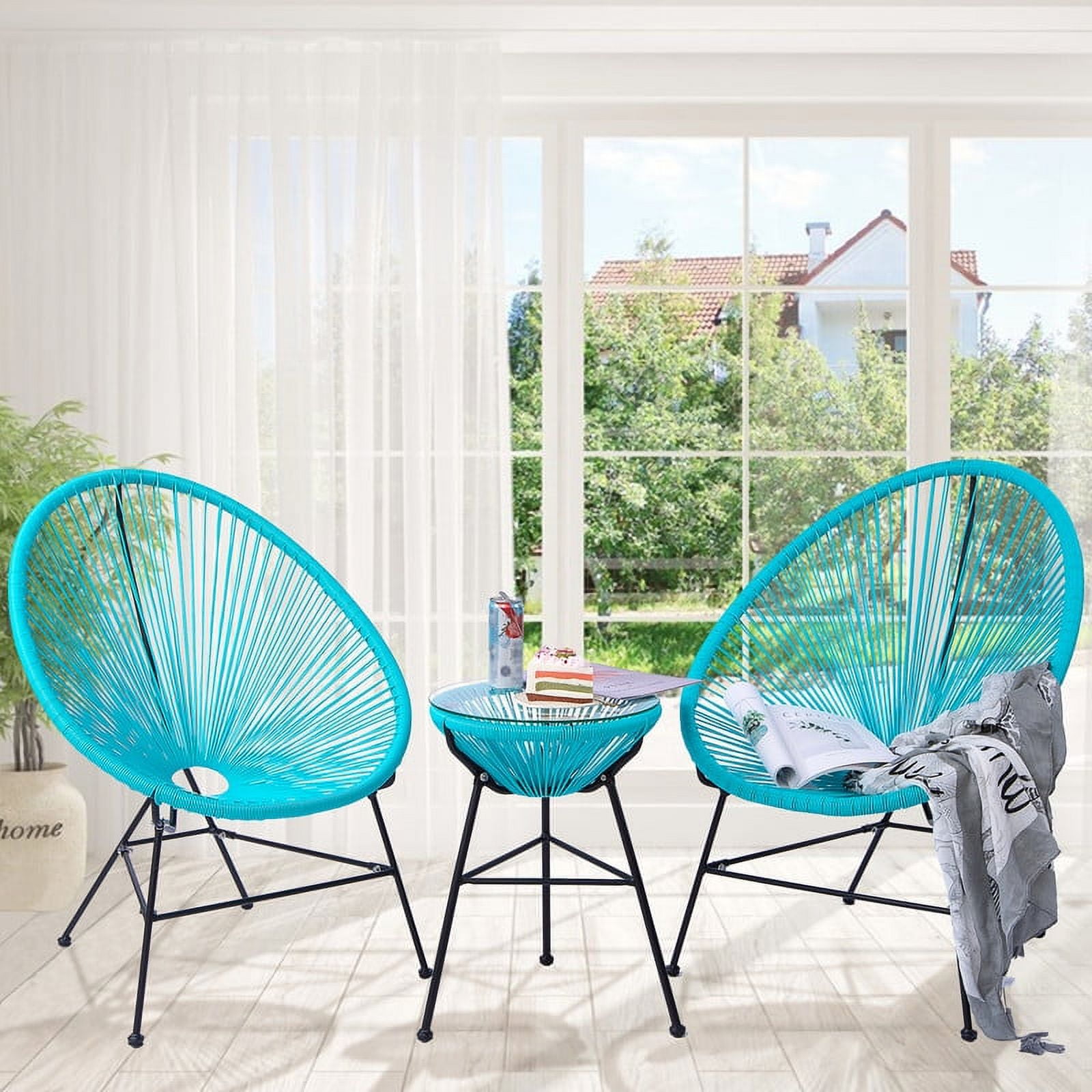 Patio 3 Piece Outdoor Acapulco Conversation Bistro Chair Set for Patio ...