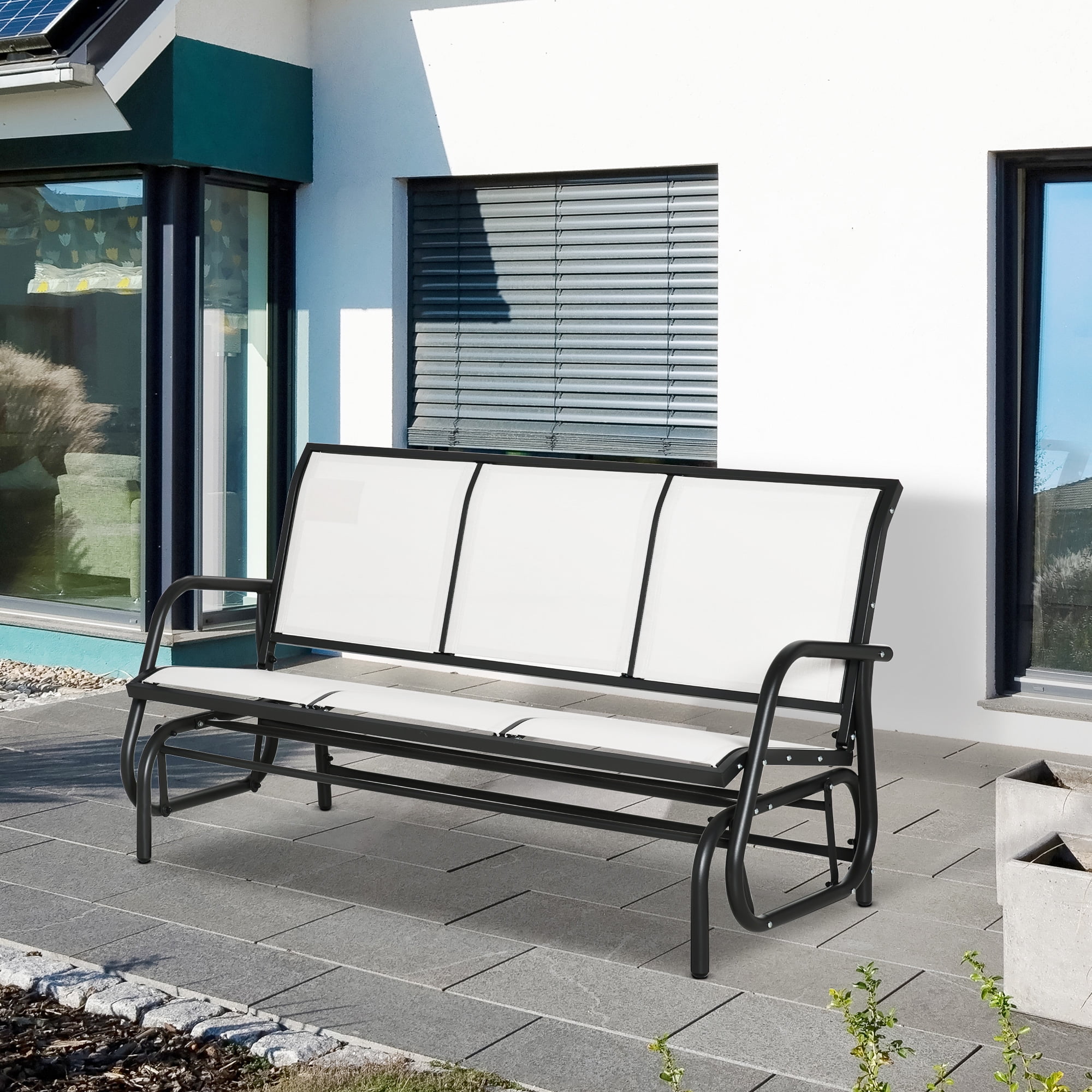 Patio 3-Seat Glider Bench Chair Rocker Heavy-Duty Outdoor Garden ...