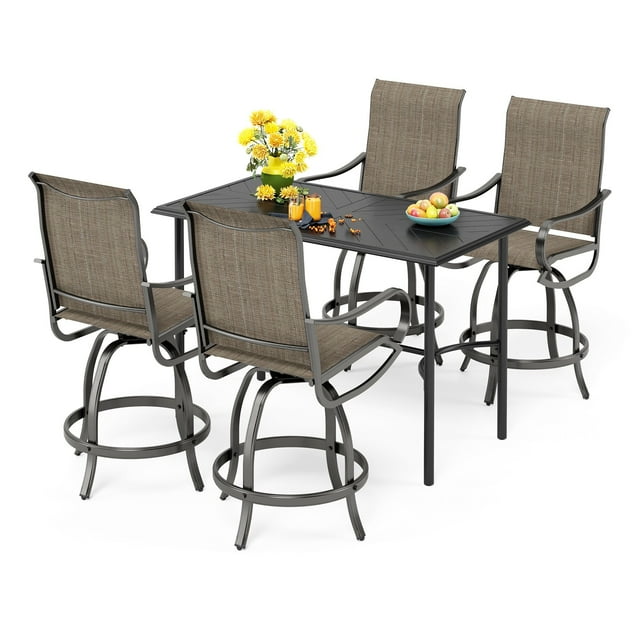 Patio 5-Piece Patio Bar Stool Set, 4 Swivel Bar Chairs and 1 ...
