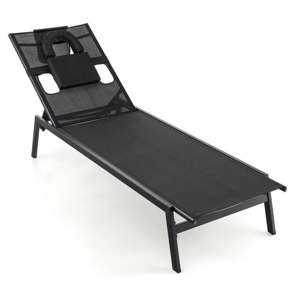 Patio 5-Position Adjustable Sunbathing Lounge Chair Tanning Chair Black ...