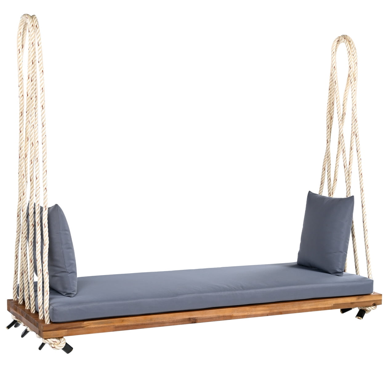 Patio A-cacia Wooden Swing Chair, Outdoor Hanging Swing Bench with ...