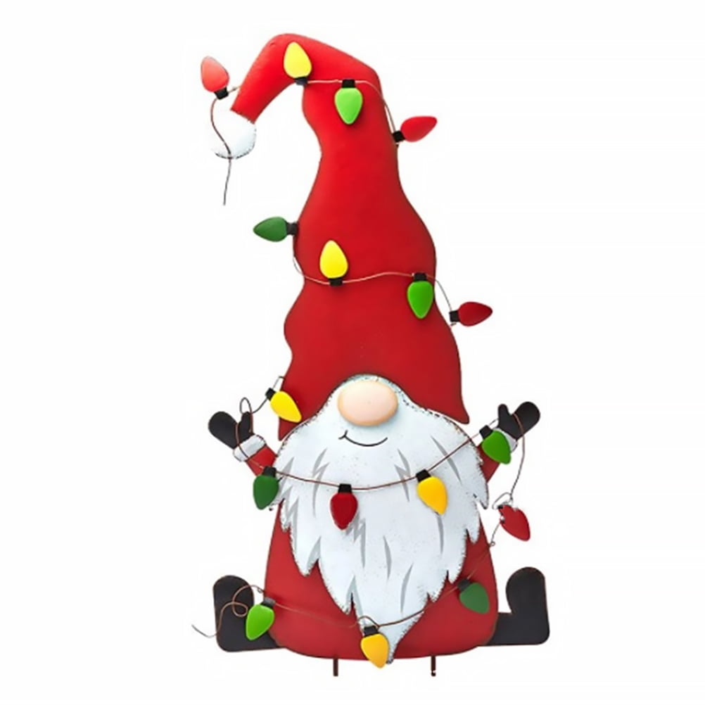 FUEENIRVA Christmas Dwarf Garden Stake, Multi-Color Iron Art Lawn ...