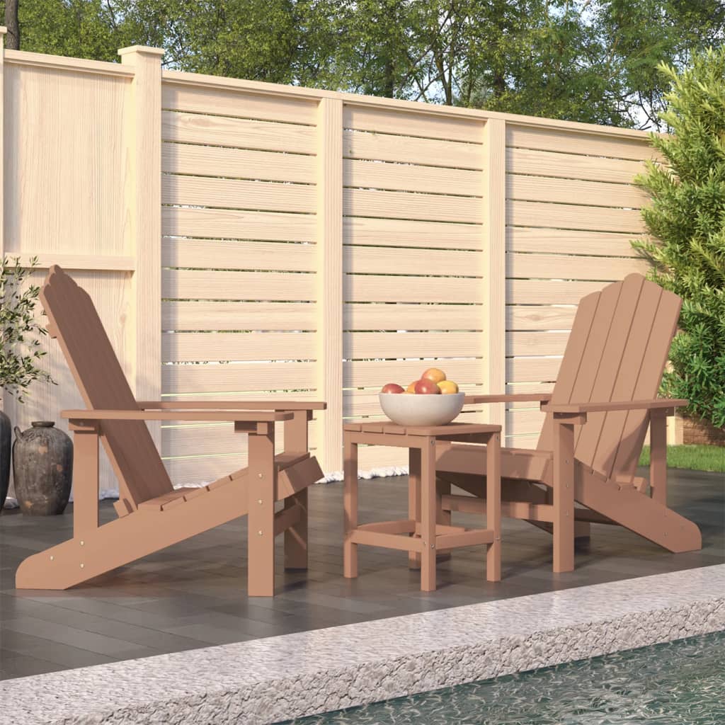 Patio Adirondack Chairs with Table HDPE Brown - Walmart.com