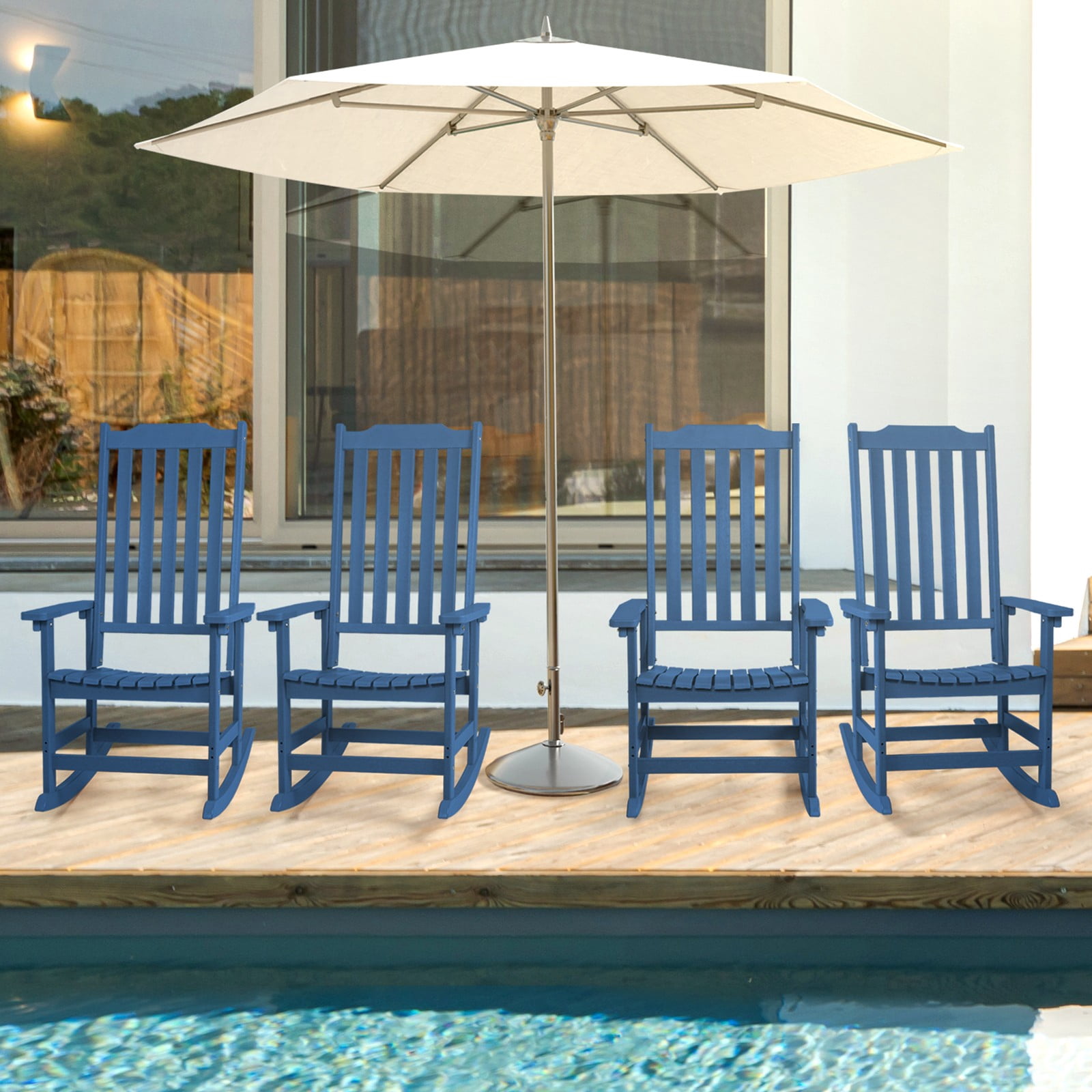 Patio All Weather Resistant High Back Rocking Chair (Set of 4 ...