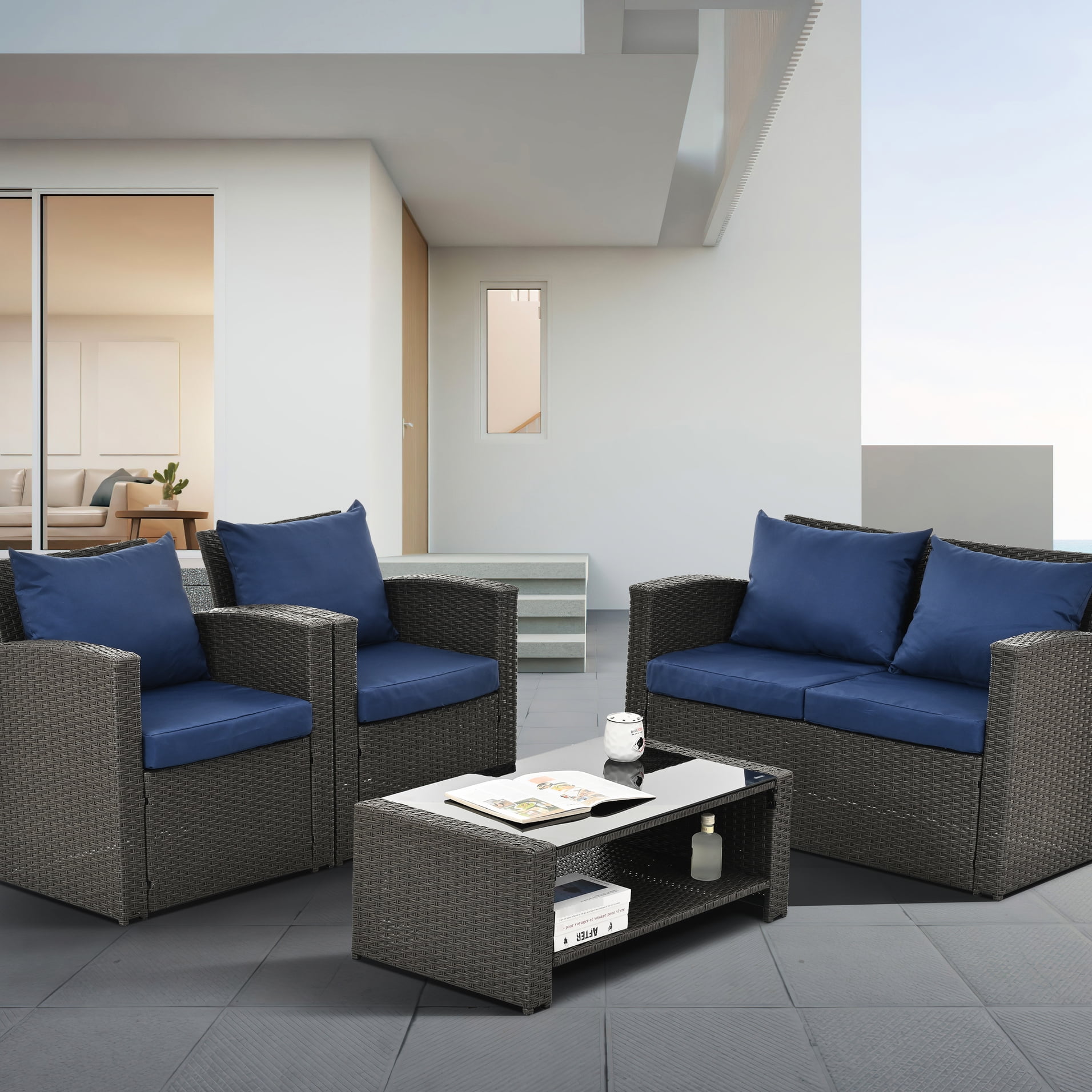 Patio Backyard Lounge Furniture: Square Metal Tube & Quality Pe ...