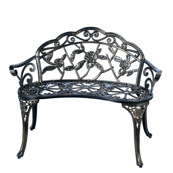 Patio Balcony Bench Double Seat, Anti-Rust Cast Aluminum Patio Garden ...
