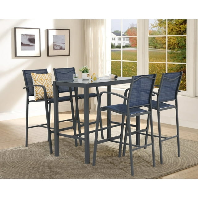 Patio Bar Set, Outdoor Dining Table and Chairs, All-Weather Aluminum ...