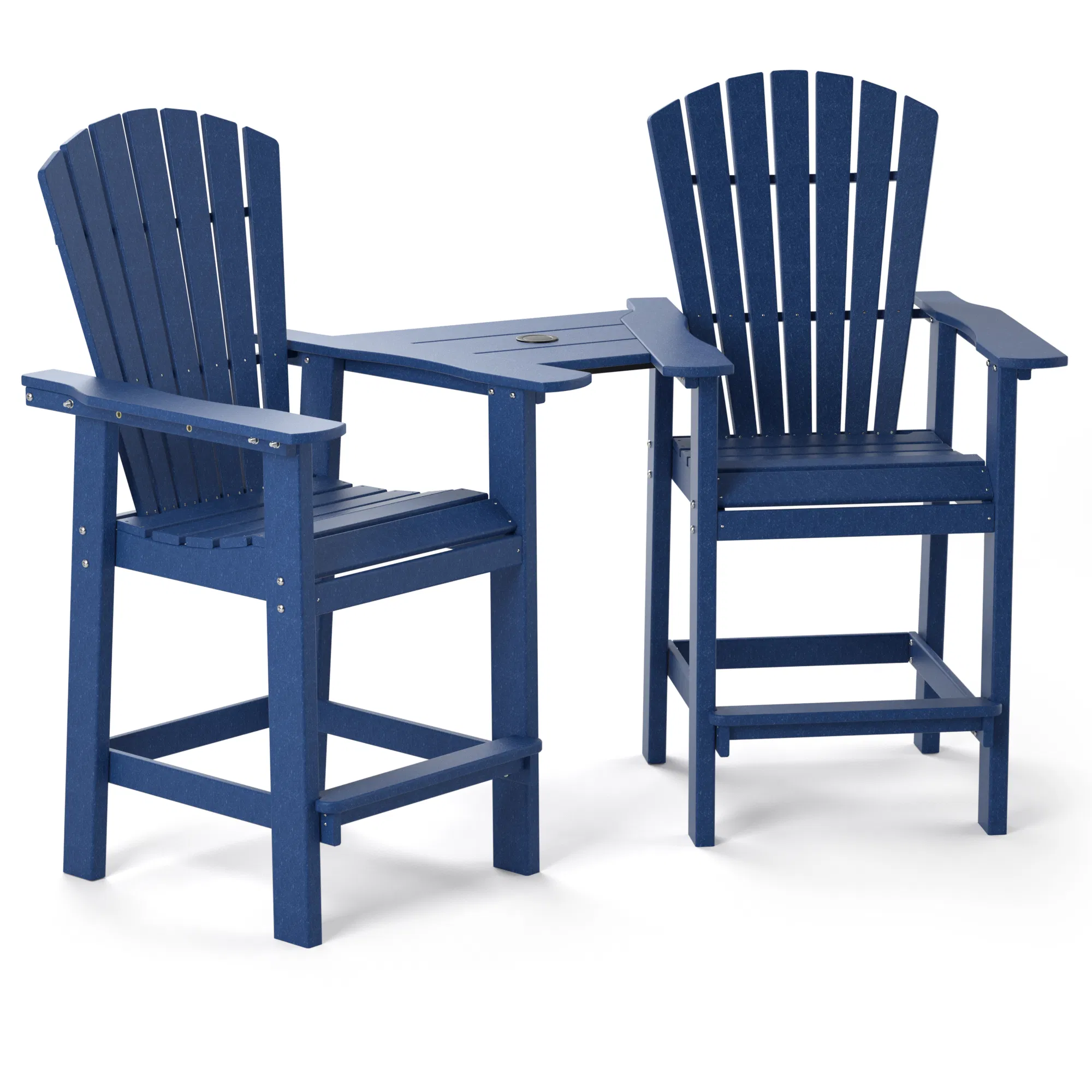 Patio Bar Stools Adirondack Arm Chairs Set of 2, All Weather Outdoor ...