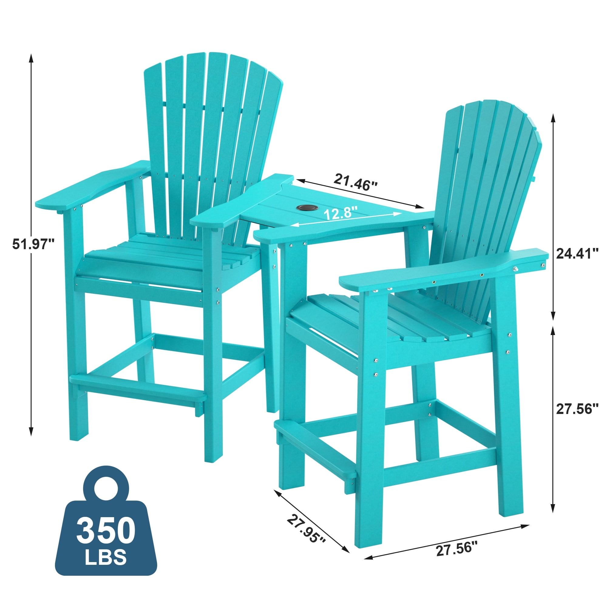 Modern Outdoor Bar Stools Set of 2 or 4 - with Ergonomic Adirondack ...