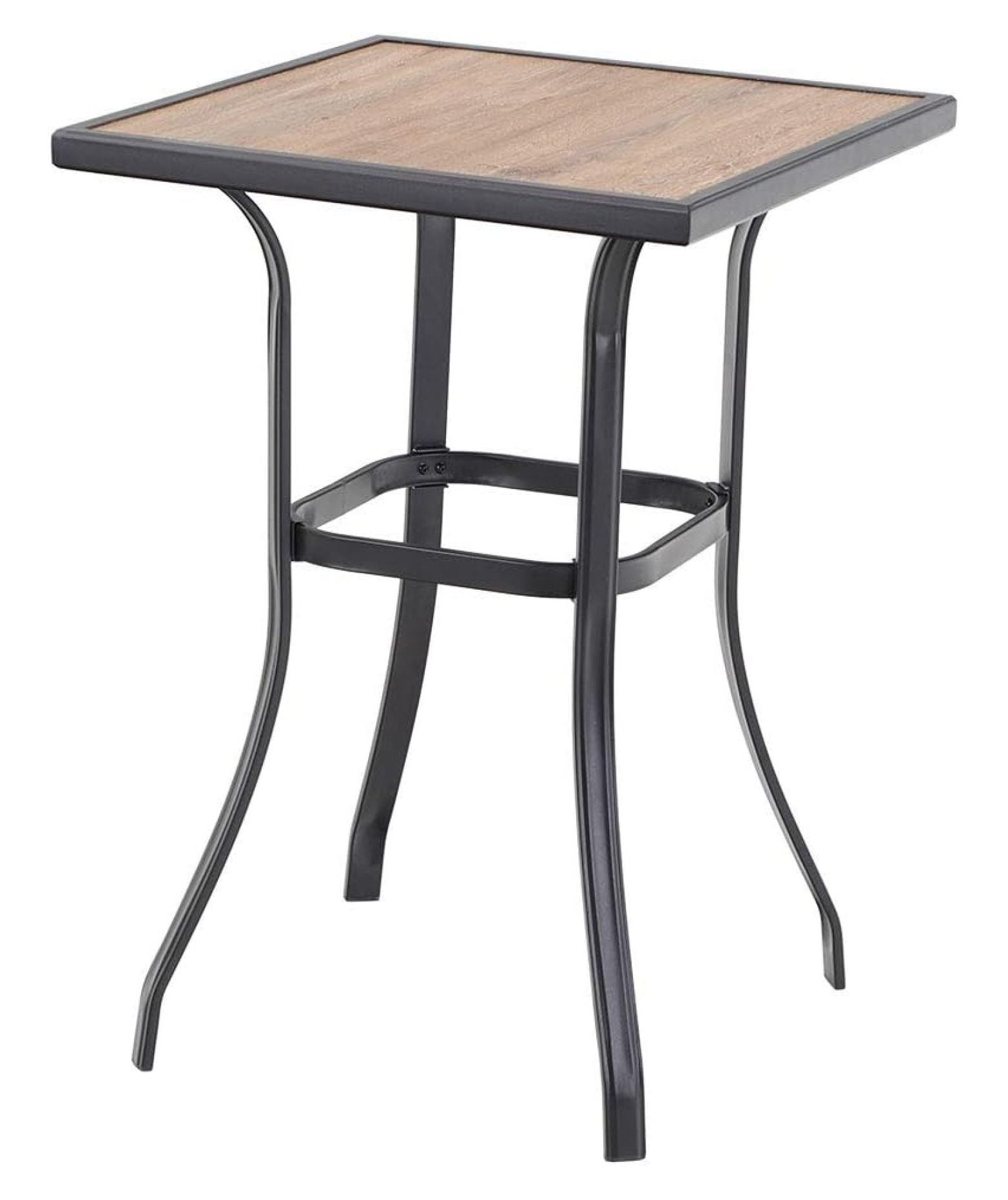 Patio Bar Table, Outdoor Bar Height Bistro Table with Wooden-Like Table ...