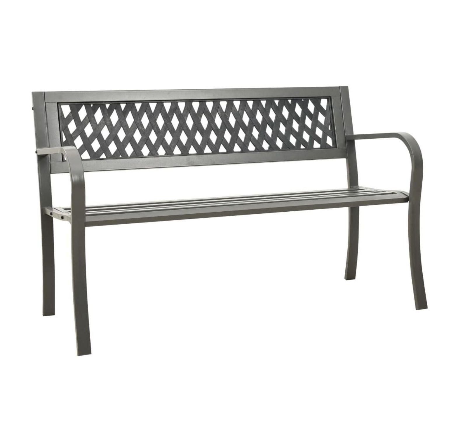 Patio Bench 49.2" Steel Gray Outdoor Bench - Weather Resistant Garden ...