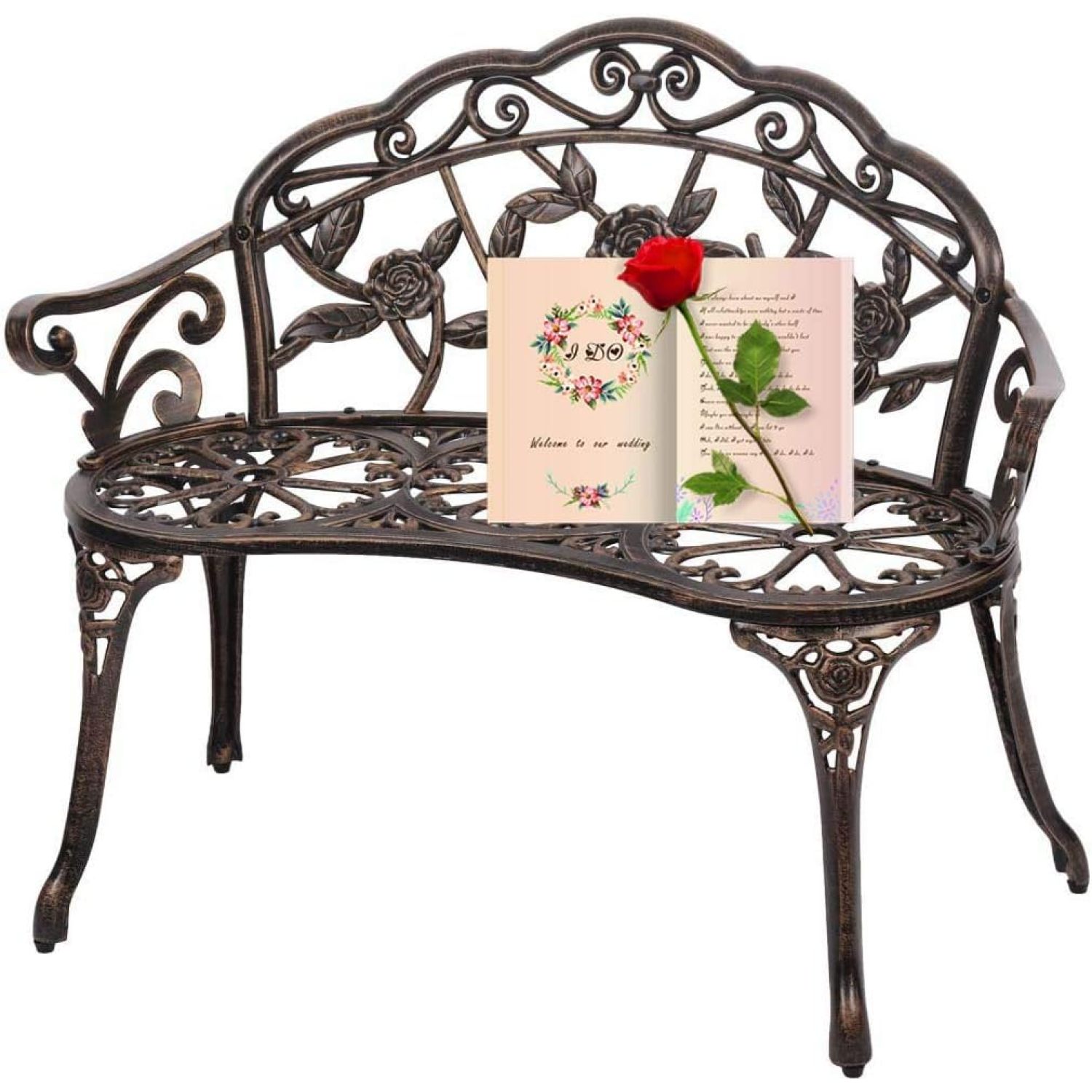 Patio Bench Outdoor Garden Bench,Metal Park Bench 39.7" Outside Porch ...