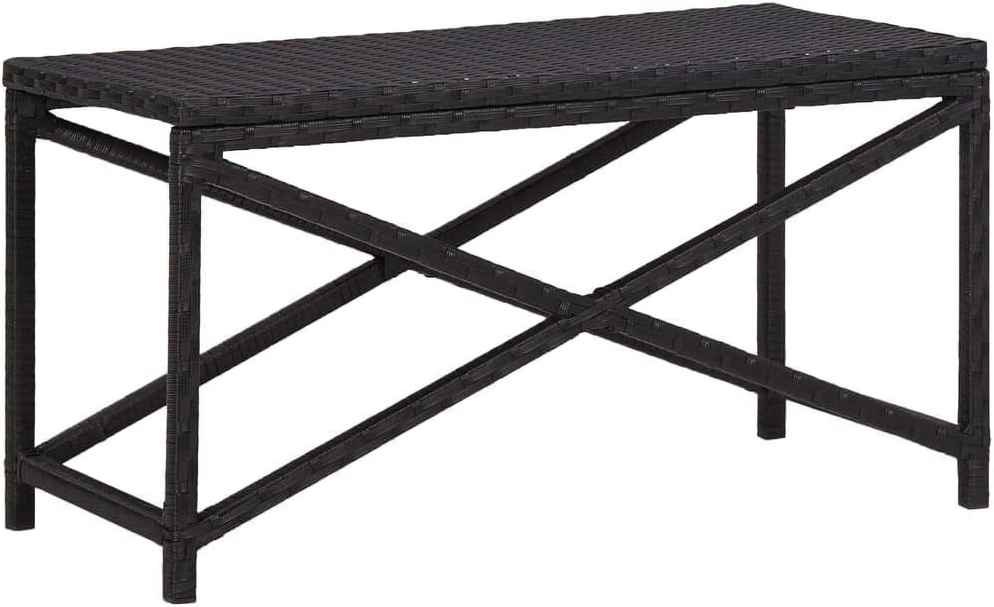 Patio Bench - Poly Rattan Material in Gray Sturdy Outdoor Seat with ...