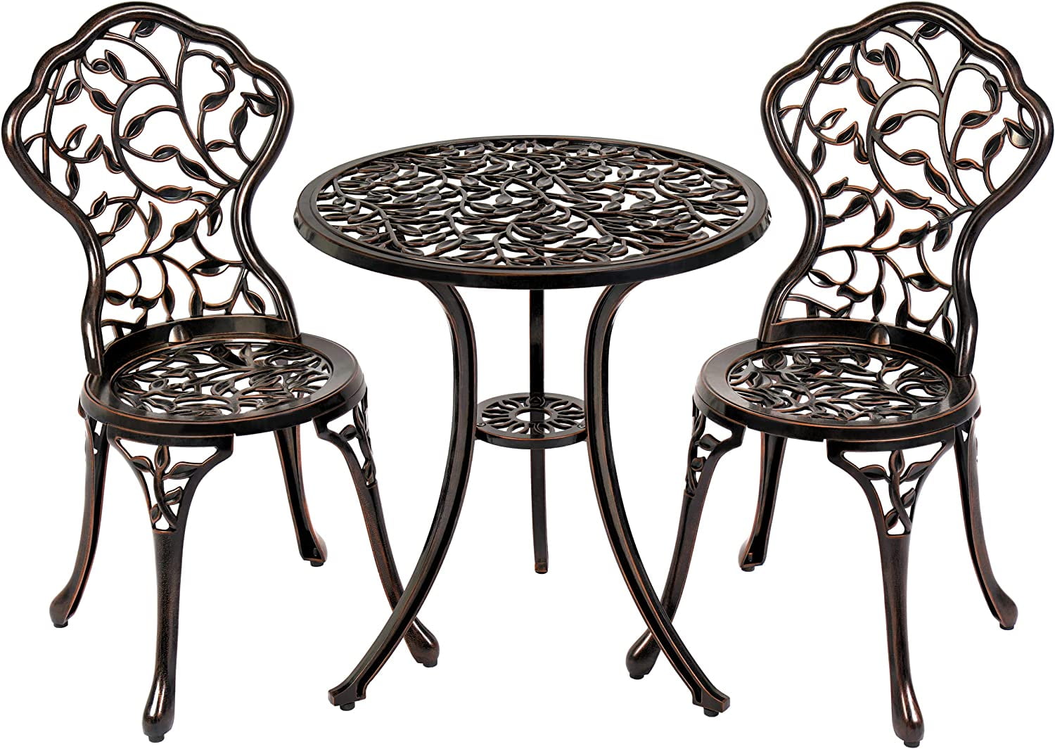 Patio Bistro Set 3-Piece Outdoor Cast Aluminum All Weather Rust ...