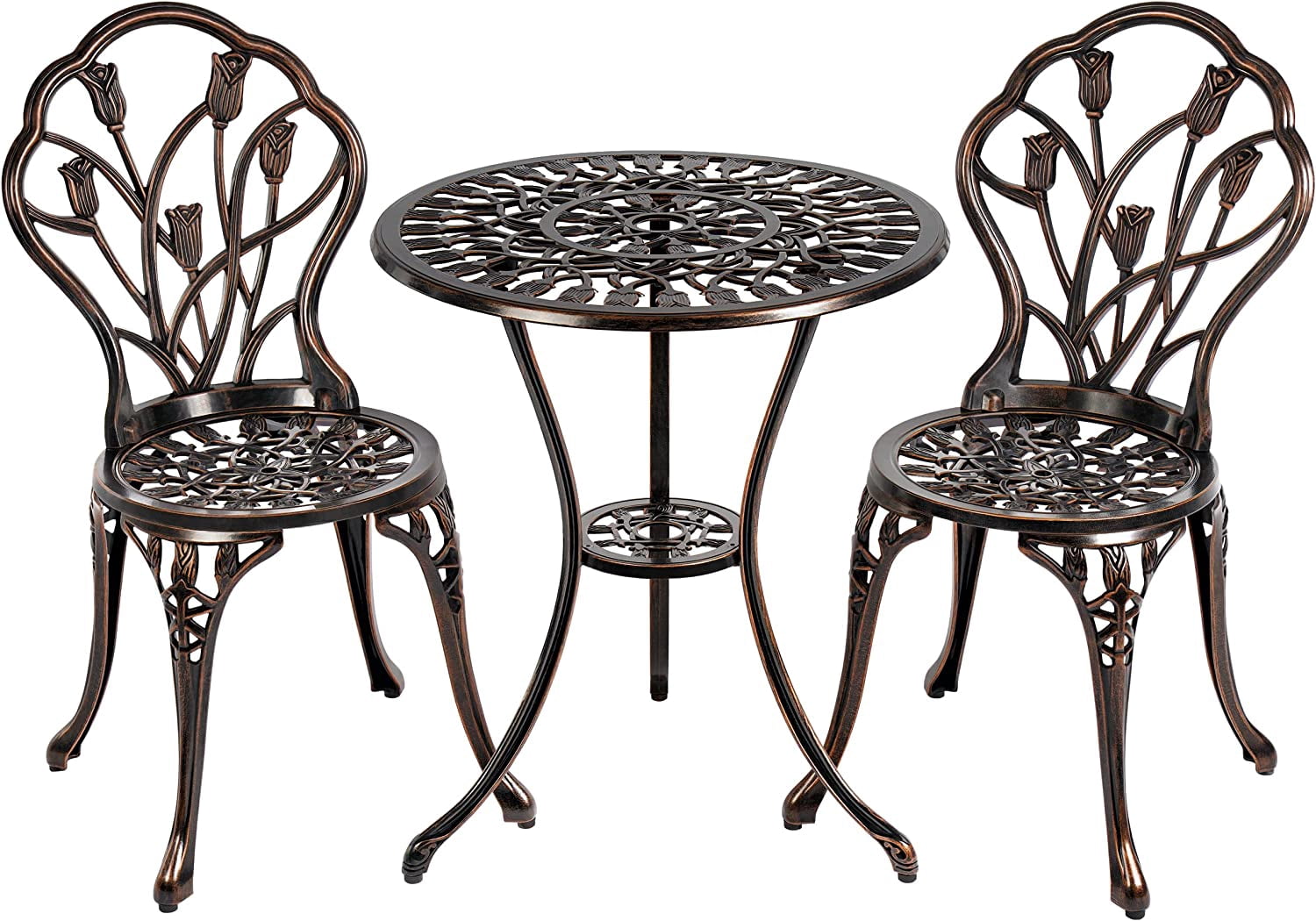 Patio Bistro Set 3-Piece Outdoor Cast Aluminum All Weather Rust ...