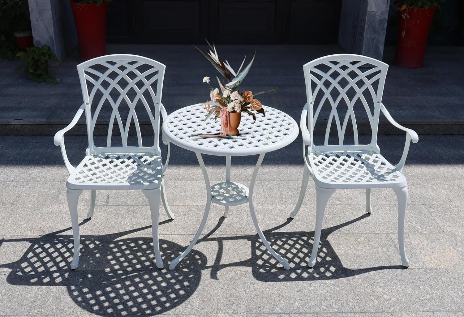 Patio Bistro Set 3 Piece Outdoor,Cast Aluminum Bistro Table and Chairs ...