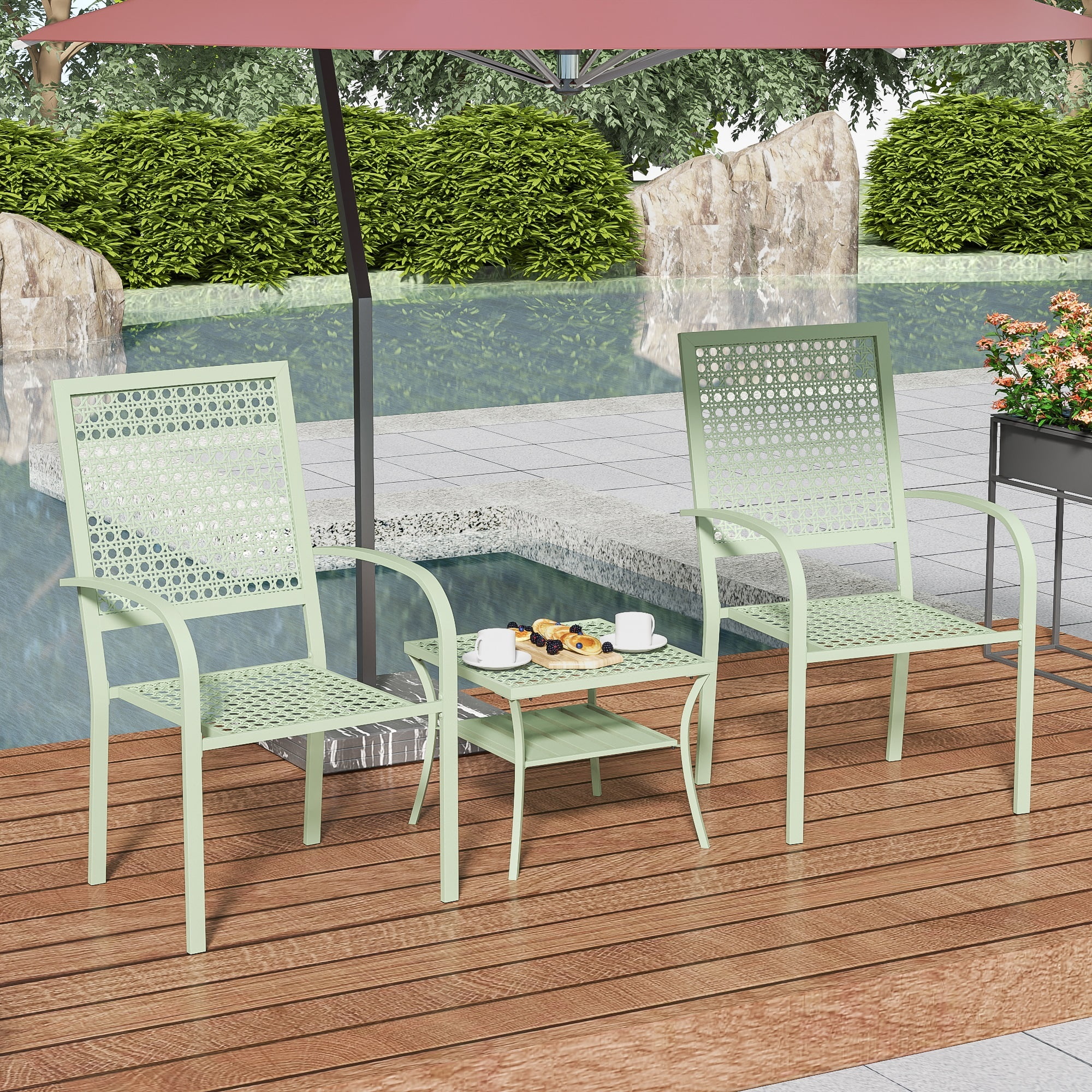 Patio Bistro Set, 3 Pieces Outdoor Patio Furniture Set, Modern Patio ...