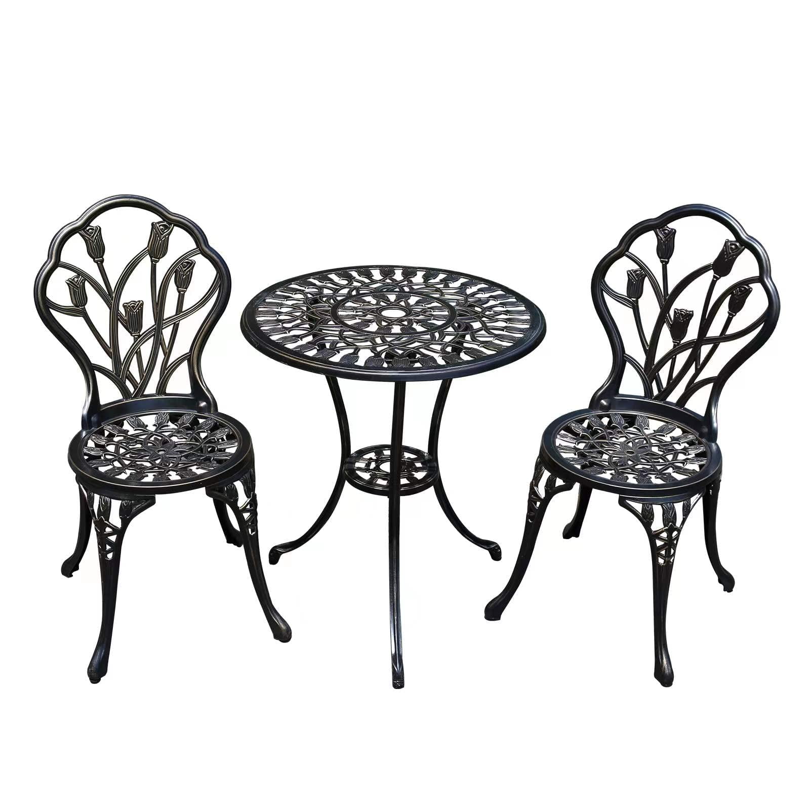 Patio Bistro Set.Rust-Resistant Cast Aluminum Bistro Table Set with ...