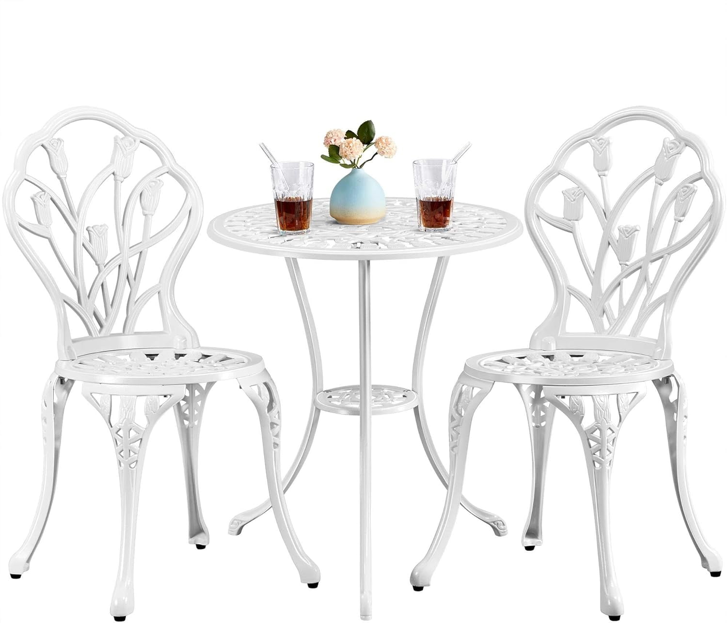 Patio Bistro Sets 3 Piece Cast Aluminum Bistro Table and Chairs Set ...
