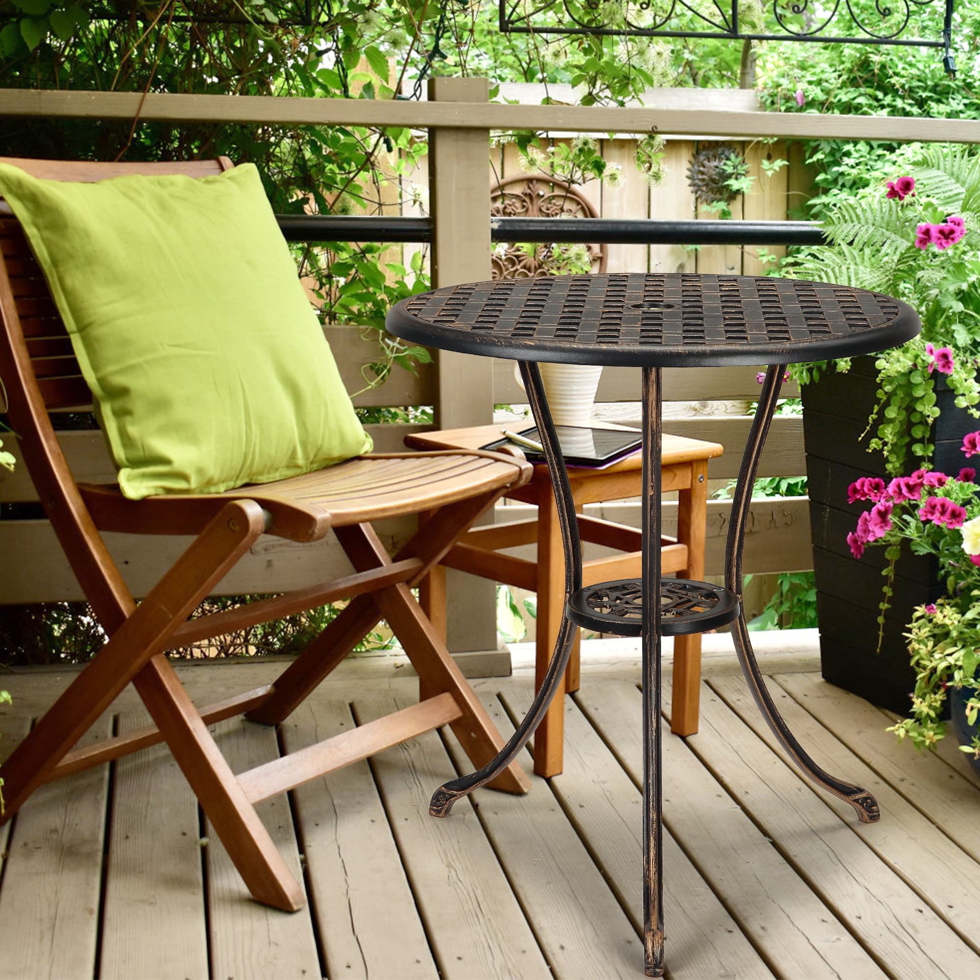 Patio Bistro Table, Cast Aluminum Bistro Table, Outdoor Round Patio ...