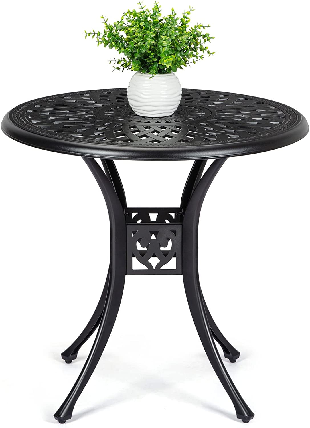 Patio Bistro Table with Umbrella Hole,30.25" Outdoor Dining Table ...