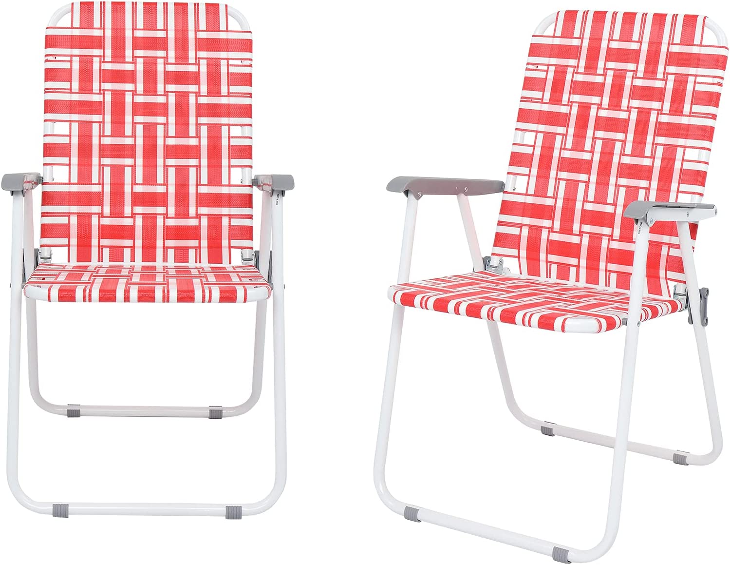 Patio Camping Lawn Chairs Folding Set of 2, Outdoor Webbed Beach Chair ...