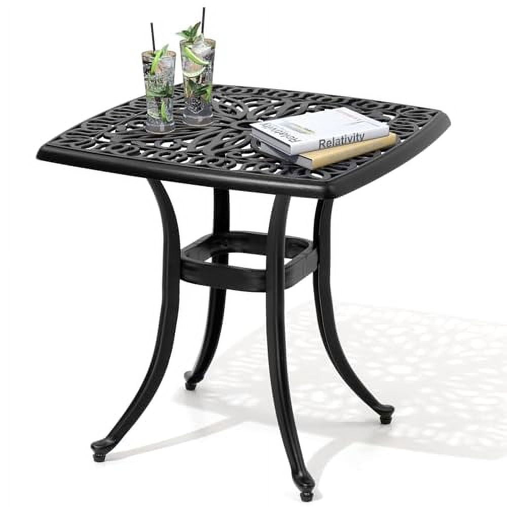 Patio Cast Aluminum Side Table, Outdoor End Table Small Square Coffee ...