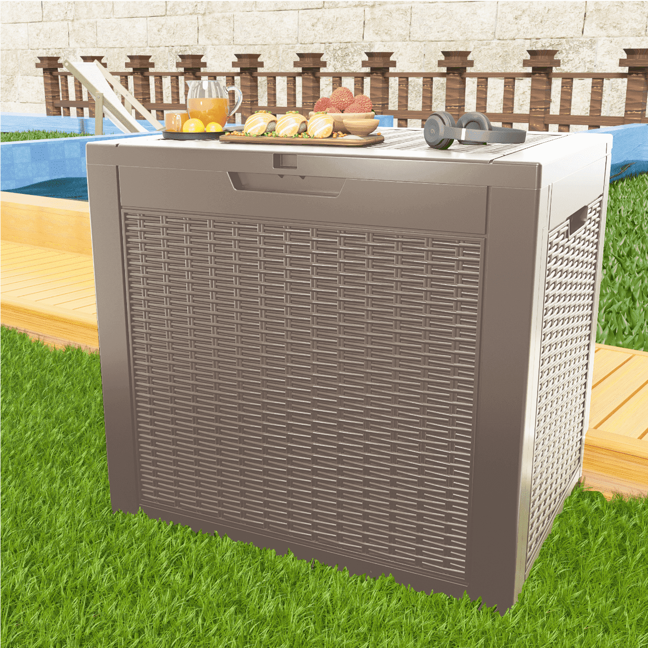 Patio Casual 30 Gallon Lockable Resin Deck Box, Waterproof & Outdoor ...